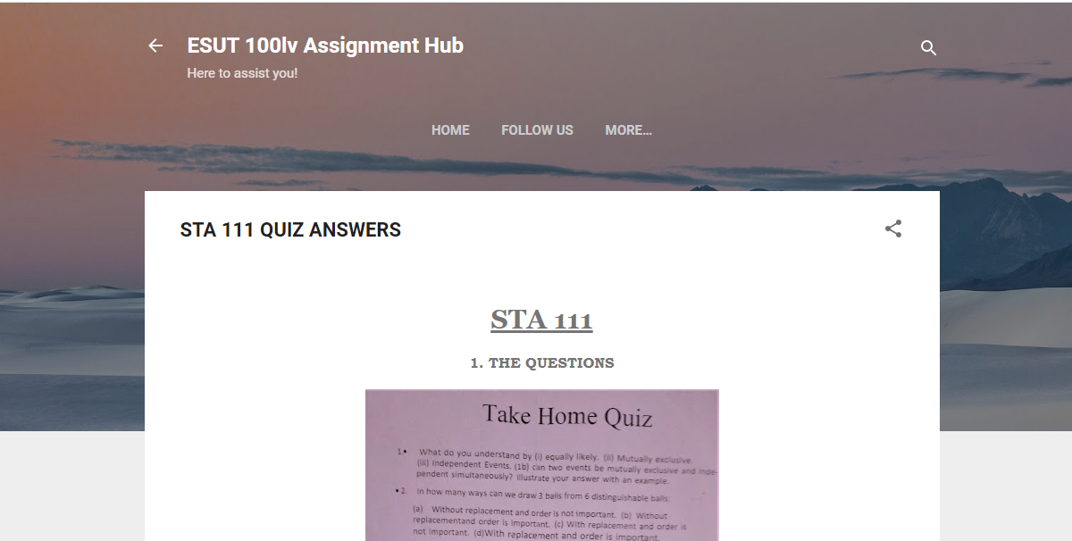 ESUT 100lv Assignment Hub ESUT 100lv Assignment Hub